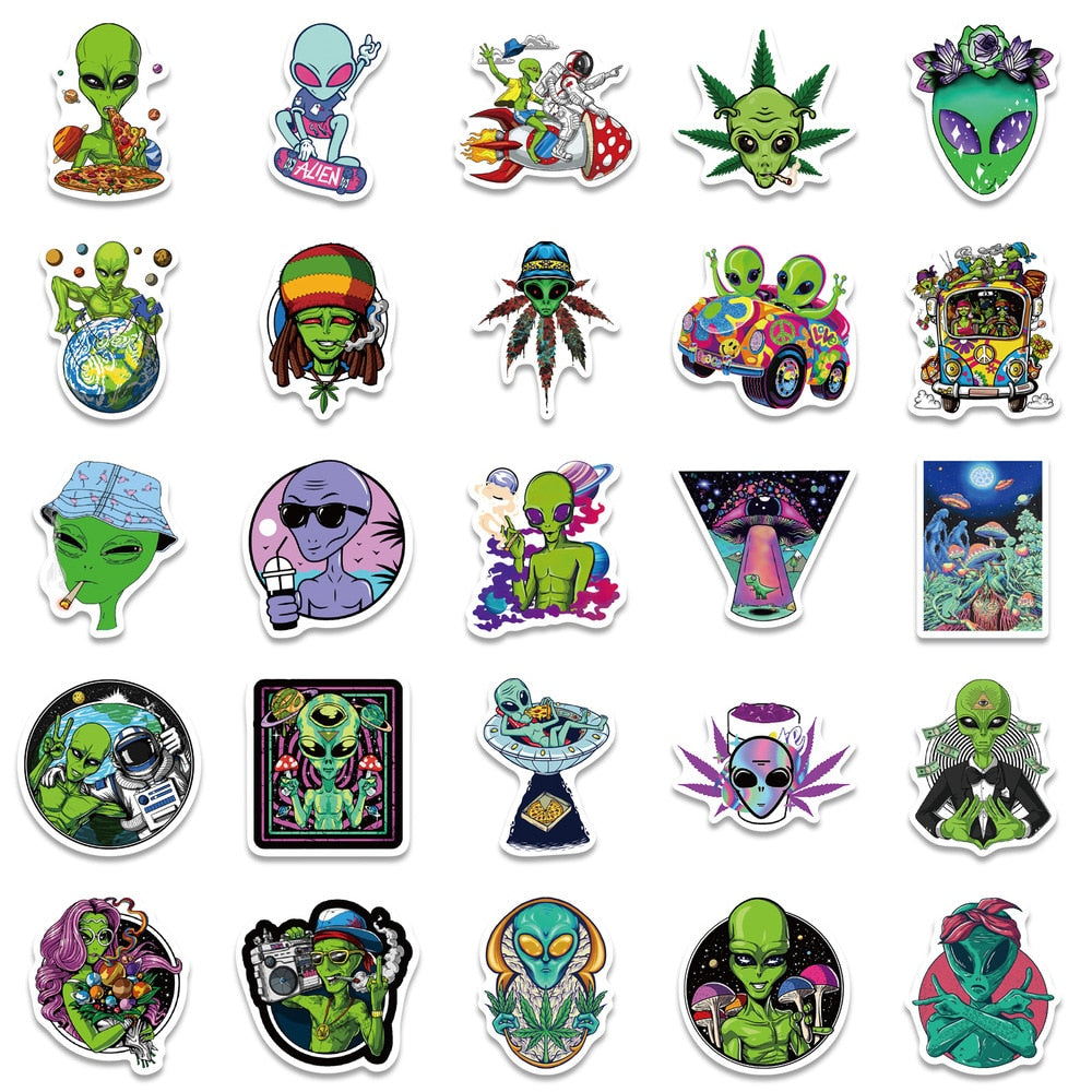 Stoned Alien Stickers | Alien Shopping